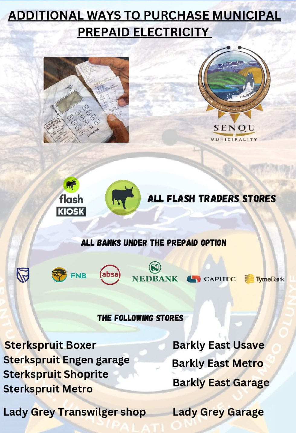 Pay/Purchase | Senqu Local Municipality