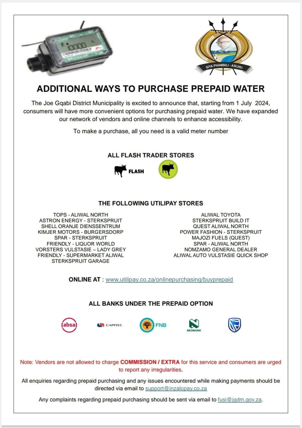 Pay/Purchase | Senqu Local Municipality